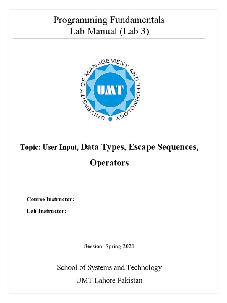 Lab Manual 3 Pdf Integer Computer Science Foot Unit 6254