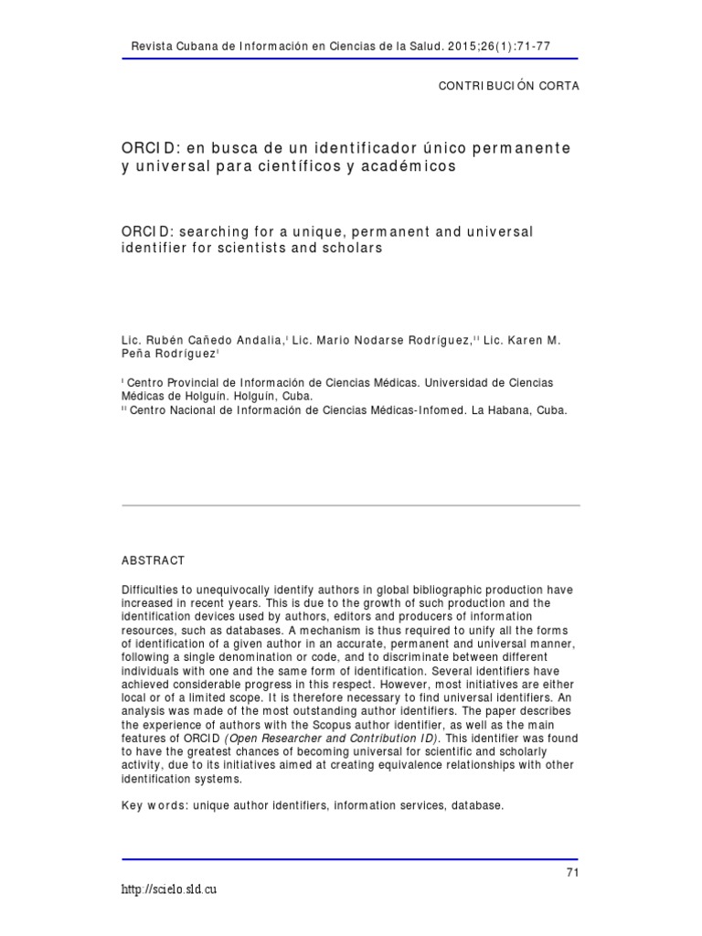 ORCID | PDF | Bases de datos | Comunicación académica