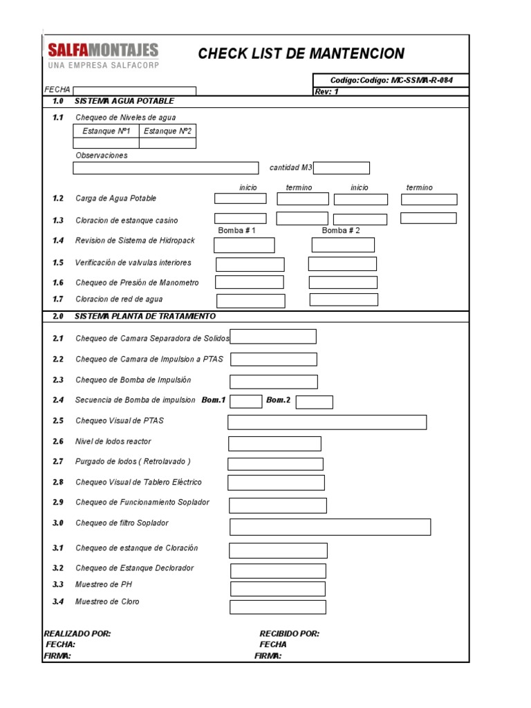 Check List Equipos Estacionarios | PDF | Seguridad y salud ocupacional ...