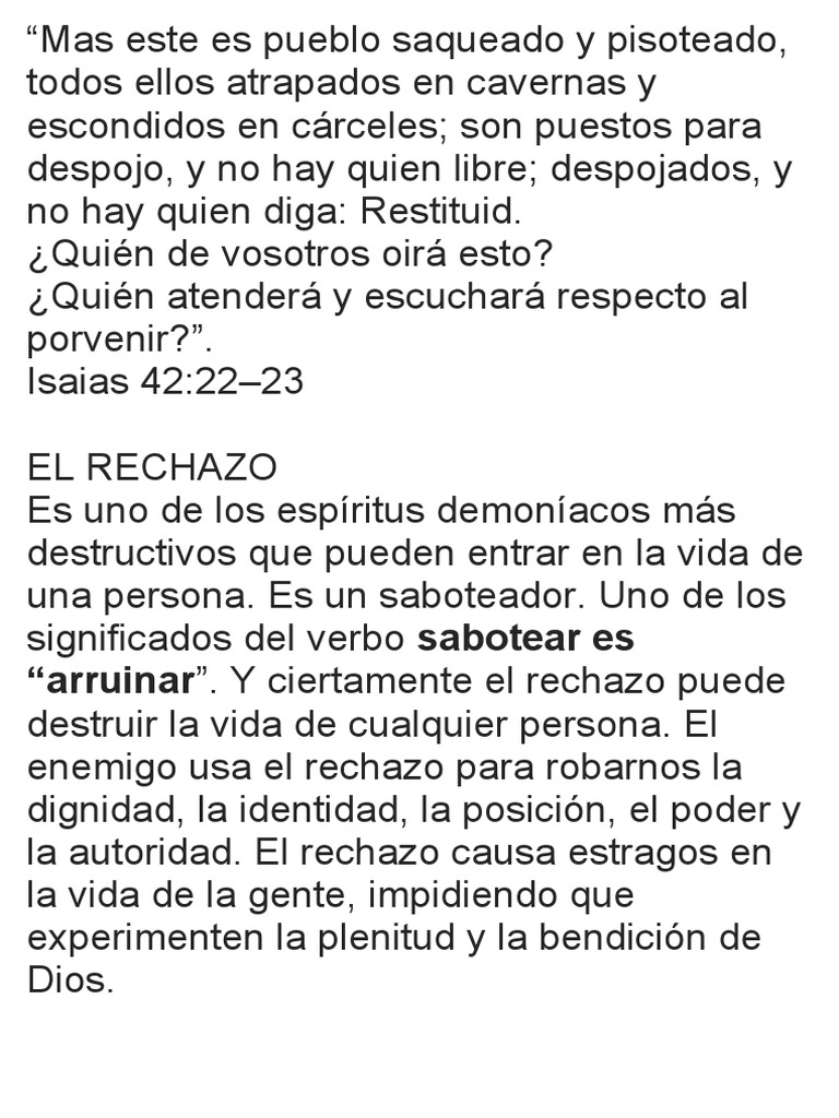 El Espíritu De Rechazo 220627 154321 Pdf Amor Temor