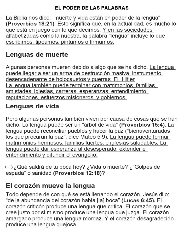 El Poder de Tus Palabras - 220703 - 081447 | PDF | Jesús | Pecado