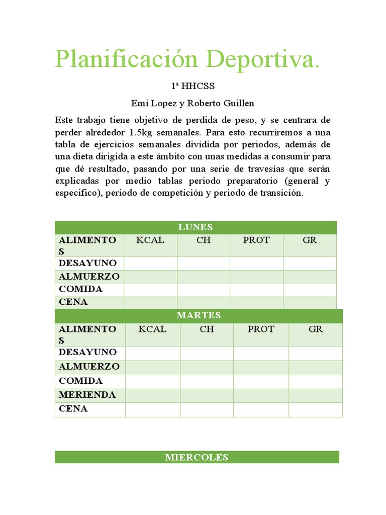 Planificacion - Deportiva (Emiyroberto HHSS) | PDF