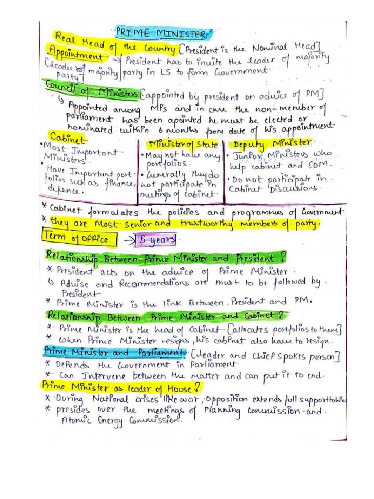 The Prime Minister Handwritten Notes Pdf