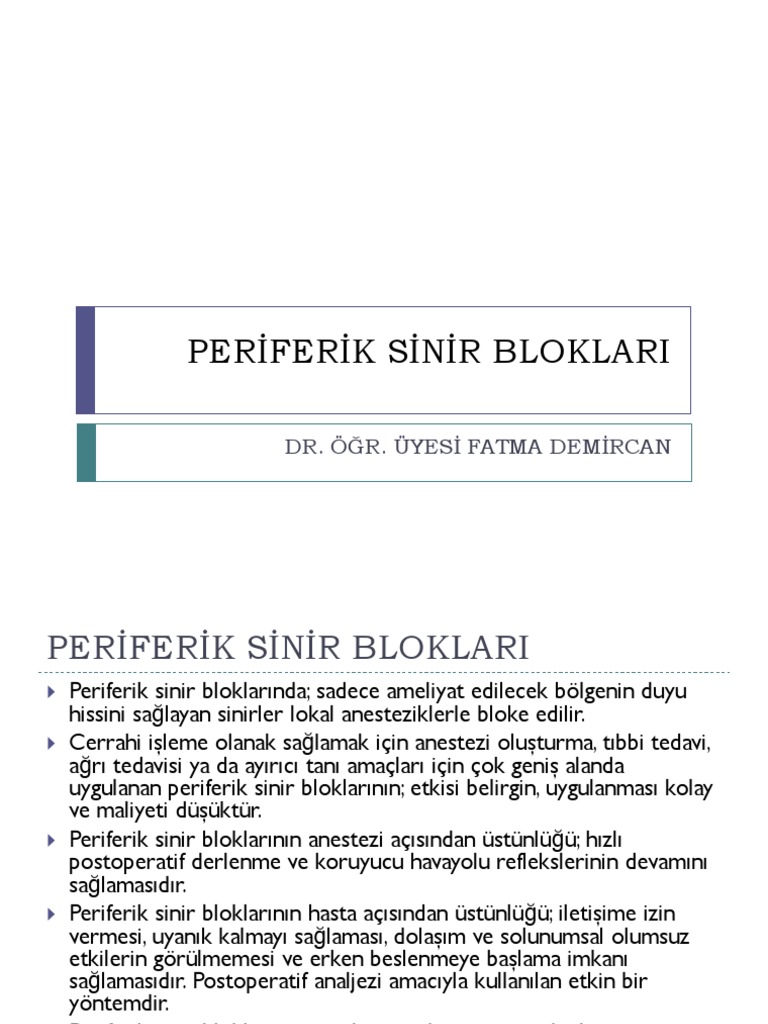 Periferik Sinir Bloklari | PDF