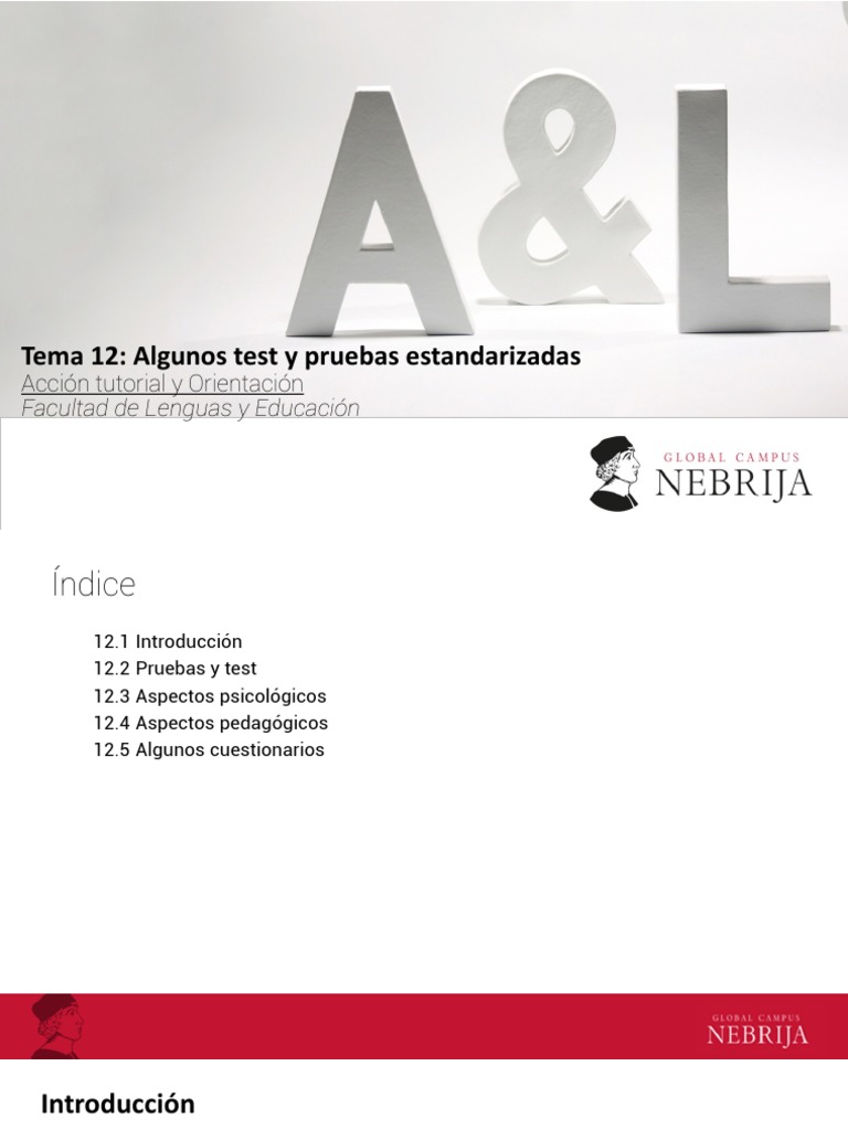 Tema 12 Algunos Test y Pruebas Estandarizadas | PDF | Cuestionario ...