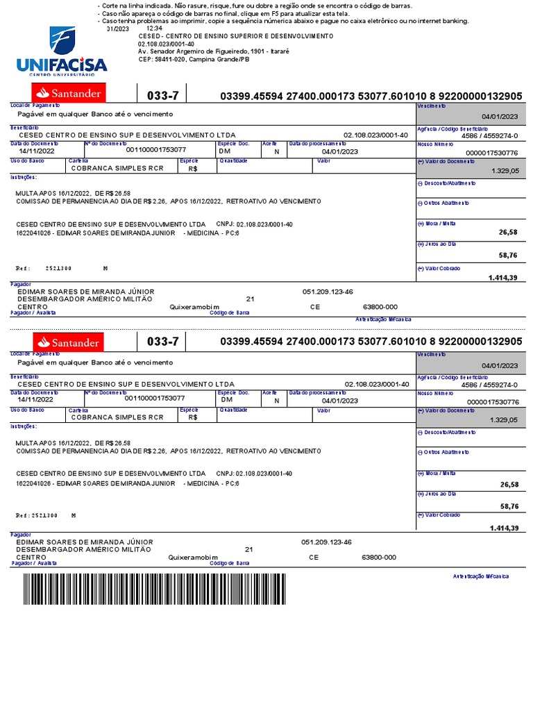 Boleto | PDF | Pagamentos | Tecnologia financeira