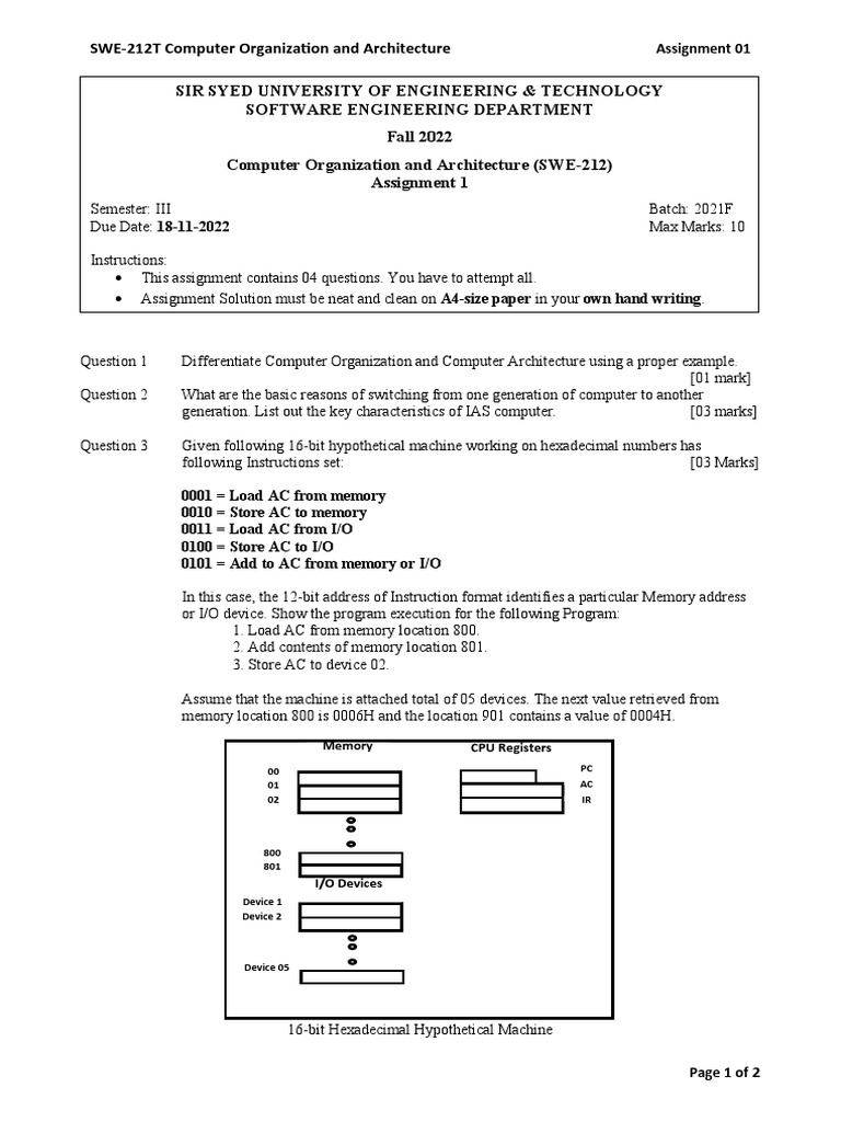 Computer Organization Assignment 01 | PDF | 64 Bit Computing | Central ...