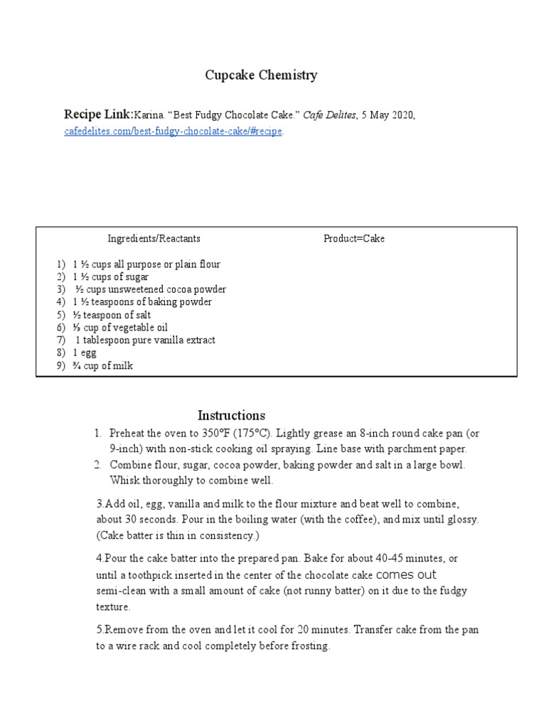 Individual Inquiry Lab - Cupcake Chemistry | PDF | Cakes | Baking Powder