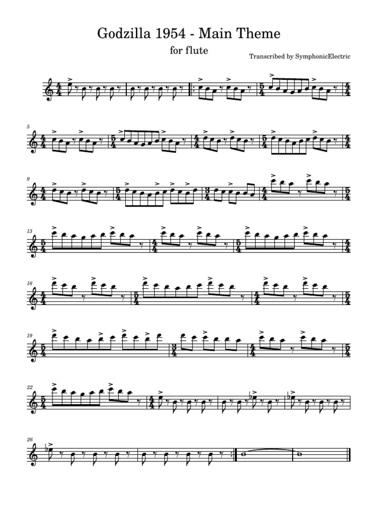 Godzilla 1954 - Main Theme | PDF