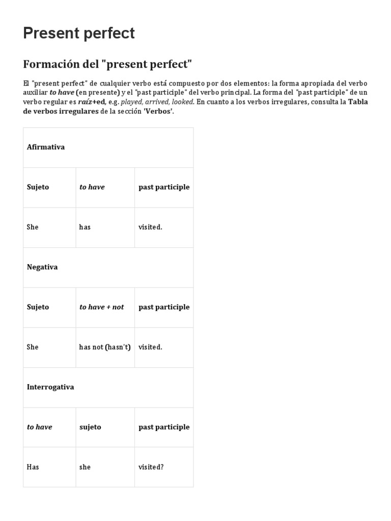 Present Perfect | PDF