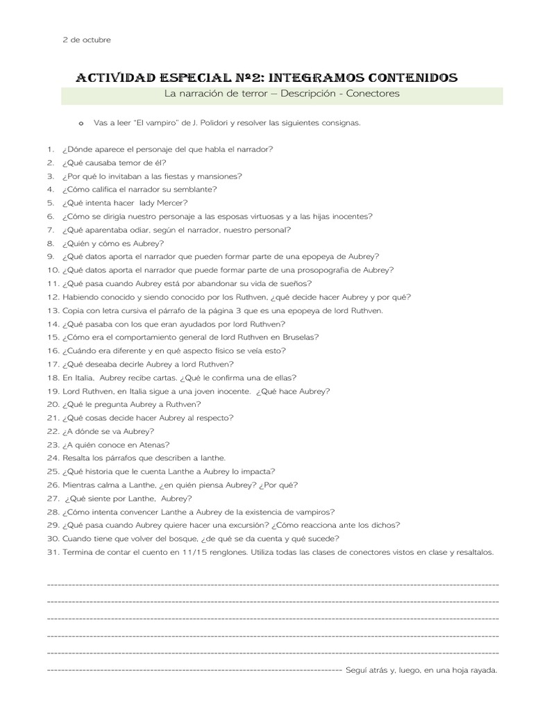 Act. Esp. #2 | PDF | El vampiro