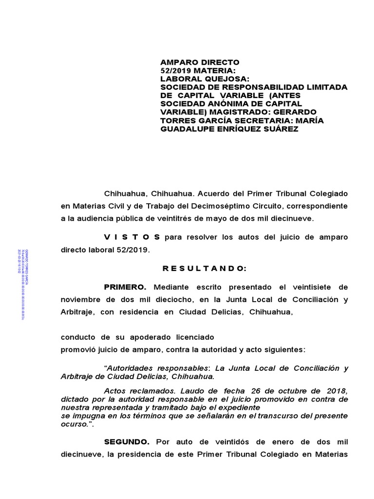 amparo Mujer embarazo despido | PDF