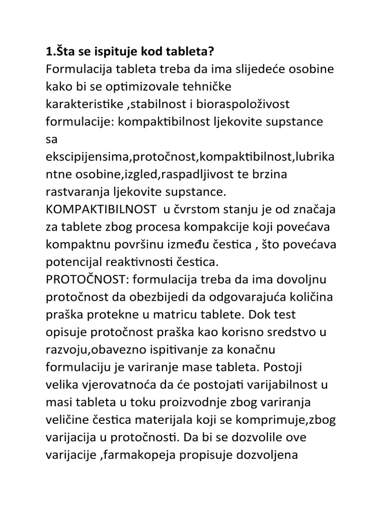 Farmaceutska Tehnologija 2 Pitanja I Odg | PDF