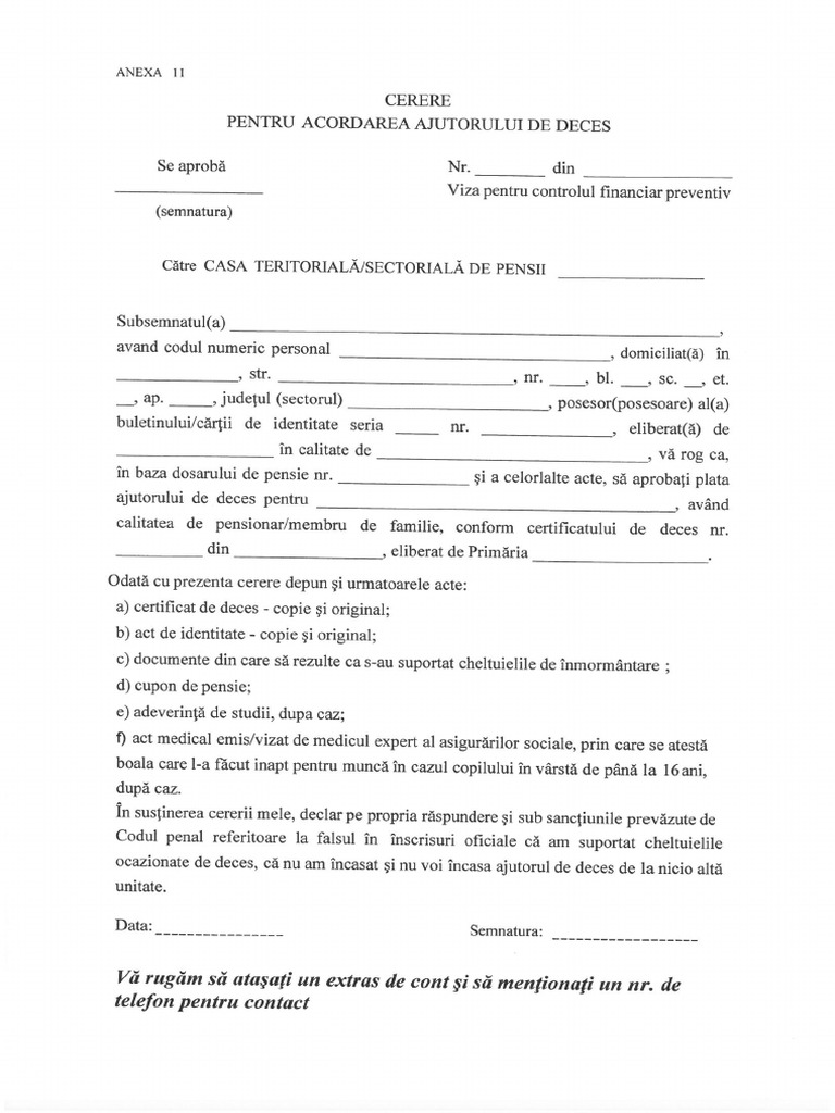 CERERE AJUTOR DECES-nou | PDF