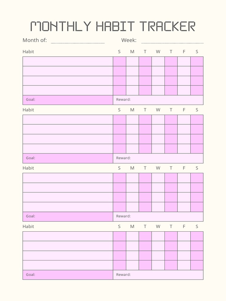 Purple Minimalist Monthly Habit Tracker Planner | PDF