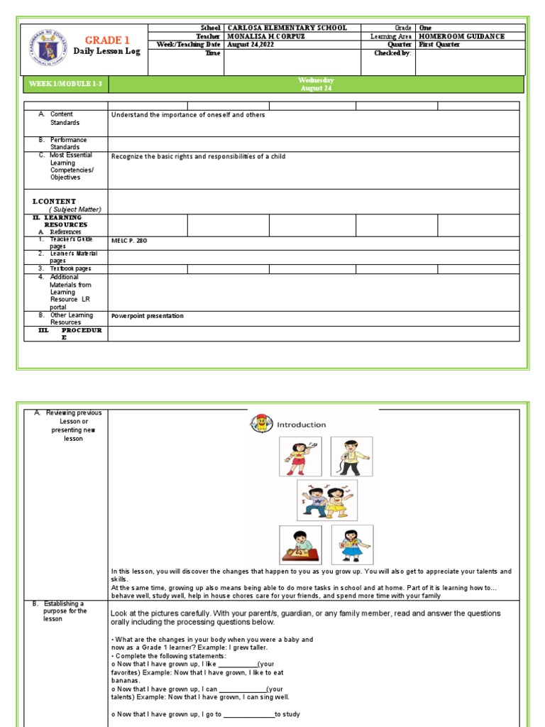 DLL 22-23 Homeroom Guidance | PDF