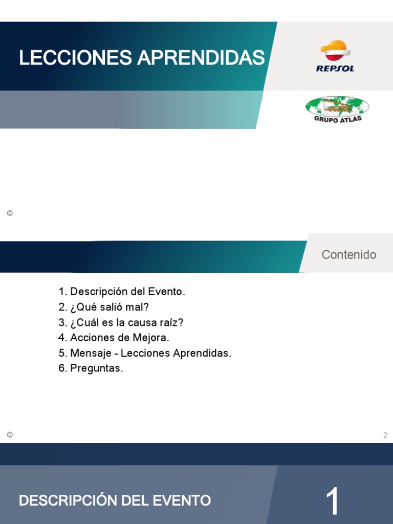 Presentación Lecciones Aprendidas - Gruas Atlas - 2018 | PDF