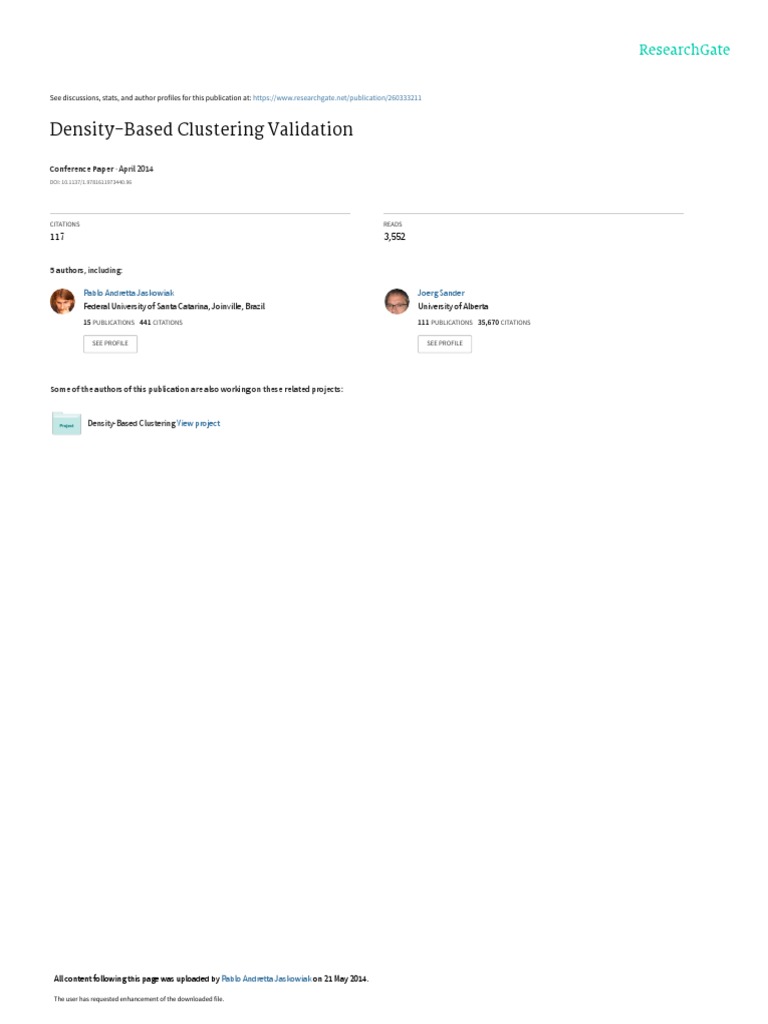 Density-Based Clustering Validation: April 2014 | PDF | Cluster Analysis | Applied Mathematics