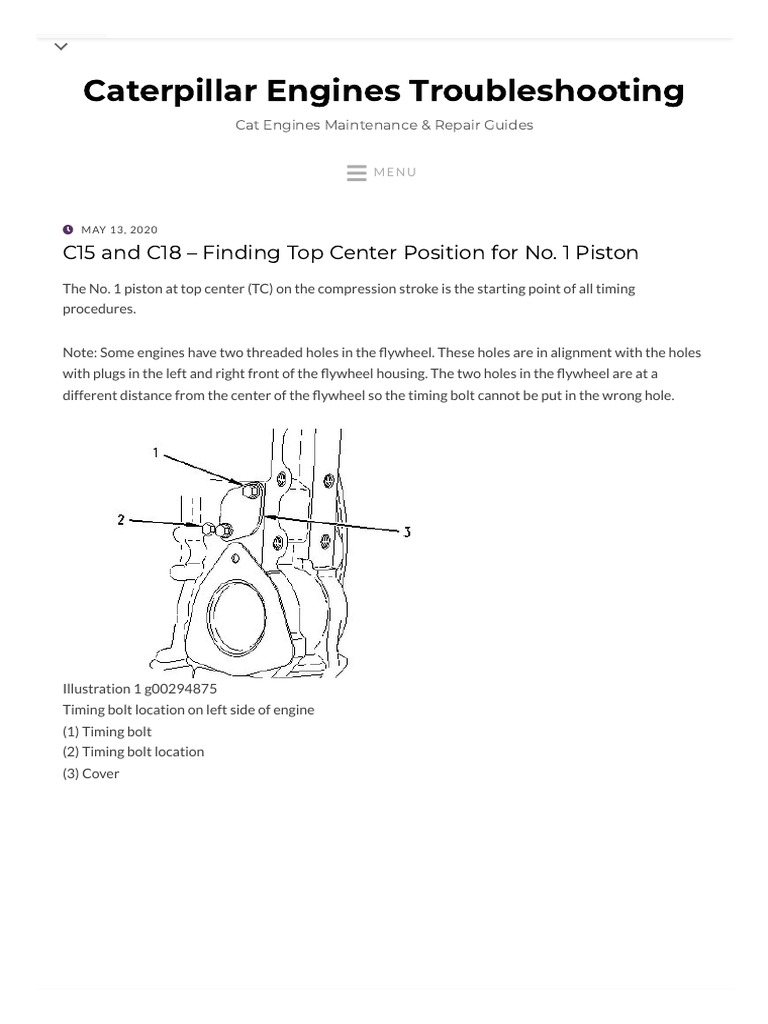 C15 and C18 - Finding Top Center Position For No. 1 Piston ...