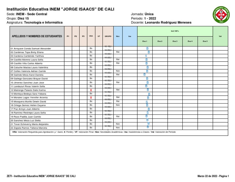 Institución Educativa INEM "JORGE ISAACS" DE CALI | PDF