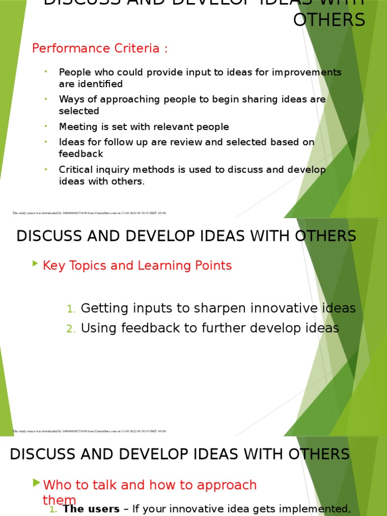 Lesson 2 Discuss and Develop Ideas With Others | PDF | Prototype | Experience
