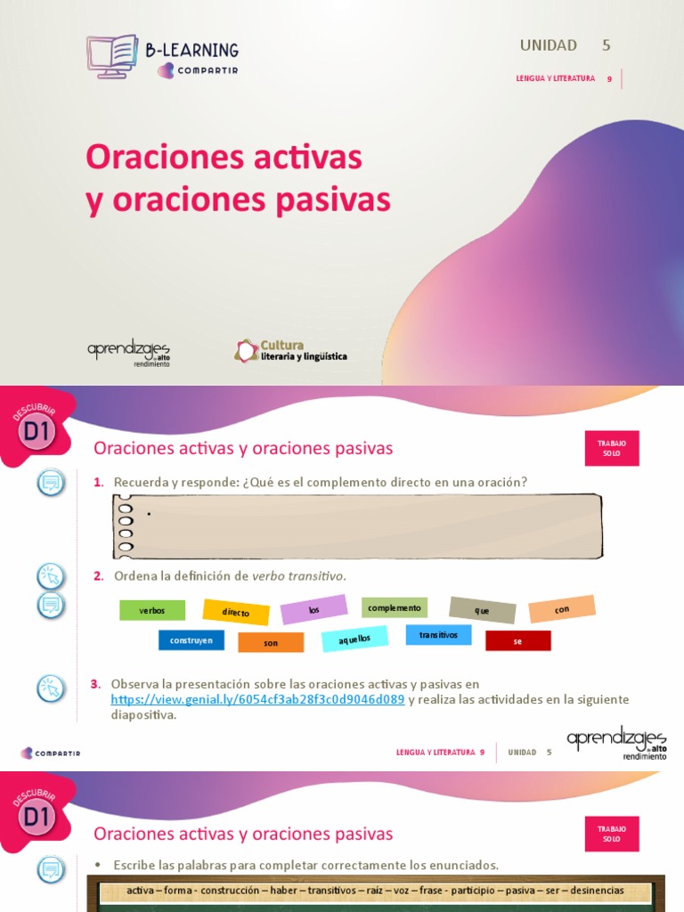 L9 U5 p172-175 Oraciones Activas y Oraciones Pasivas | PDF | Verbo ...