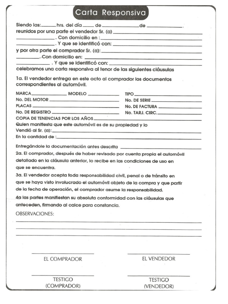 Carta Responsiva Formato | PDF