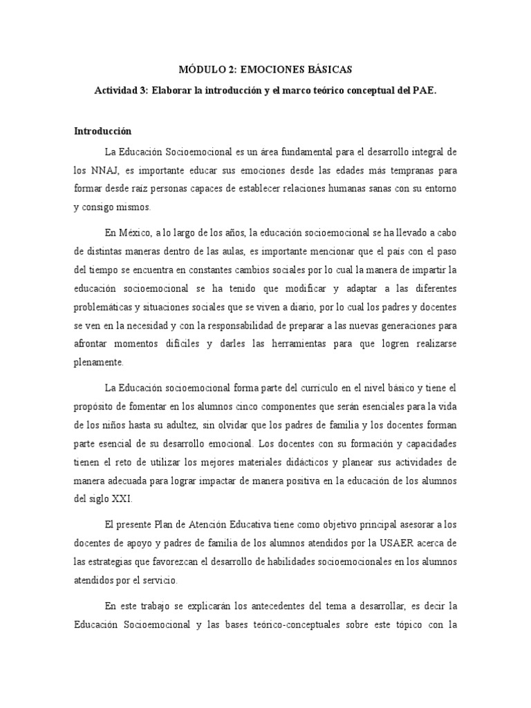 Actividad 3. Modulo 2 Introduccion y Marco Teorico Del Pae | PDF | Las emociones | Empatía