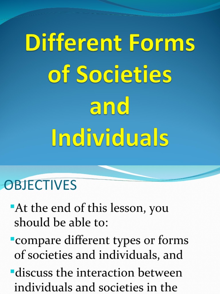 Different Forms of Societies and Individuals | PDF | Society | Economies
