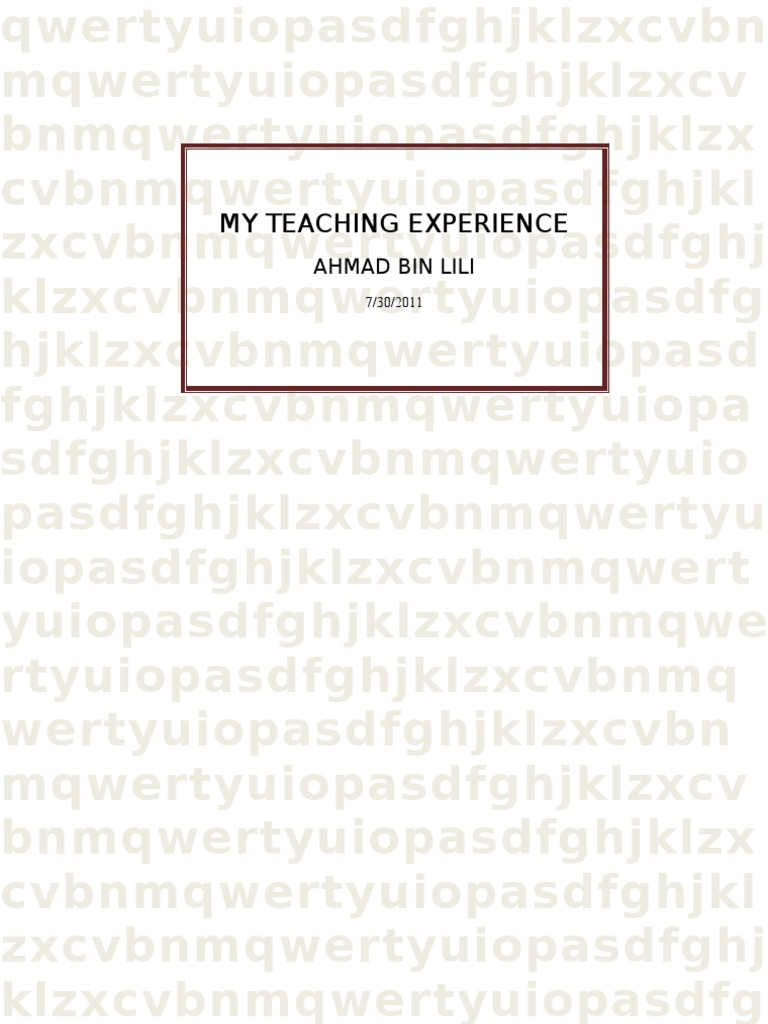 My Teaching Experience | PDF | Further Education | Teaching And Learning
