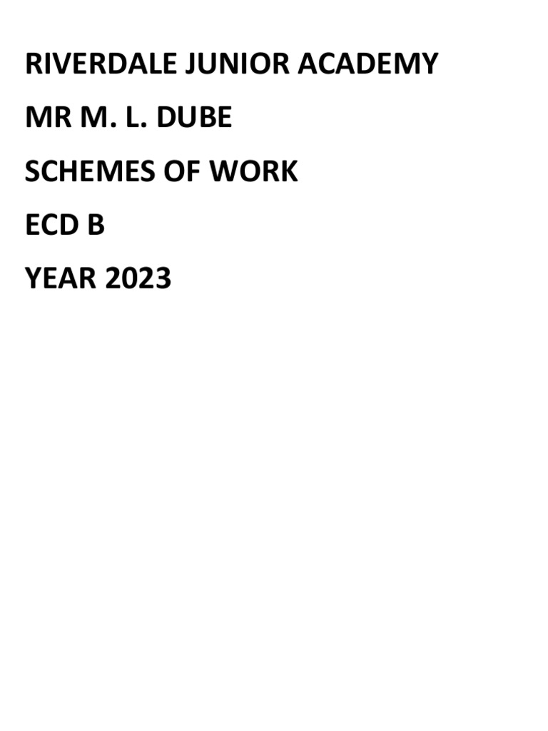Ecd B Schemes of Work 2023 | PDF