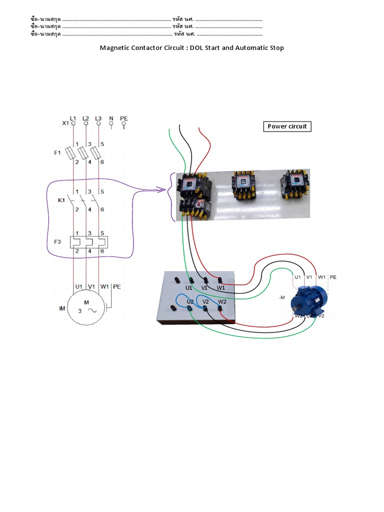 Magnetic Contactor Circuit DOL | PDF