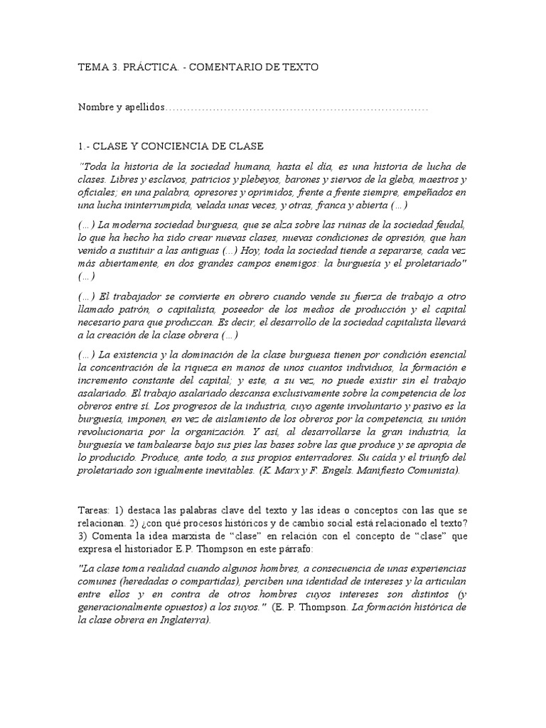 Práctica. Comentario de Texto | PDF