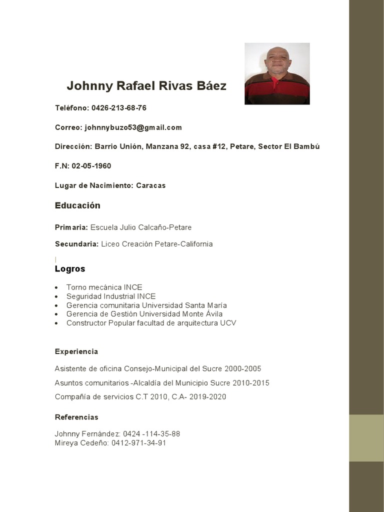 Experiencia y Logros de Johnny Rivas | PDF