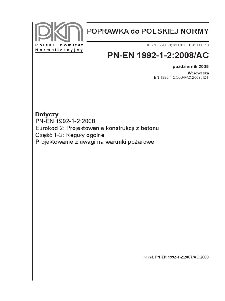 Pn-En 1992-1-2 Ac 2008 | PDF