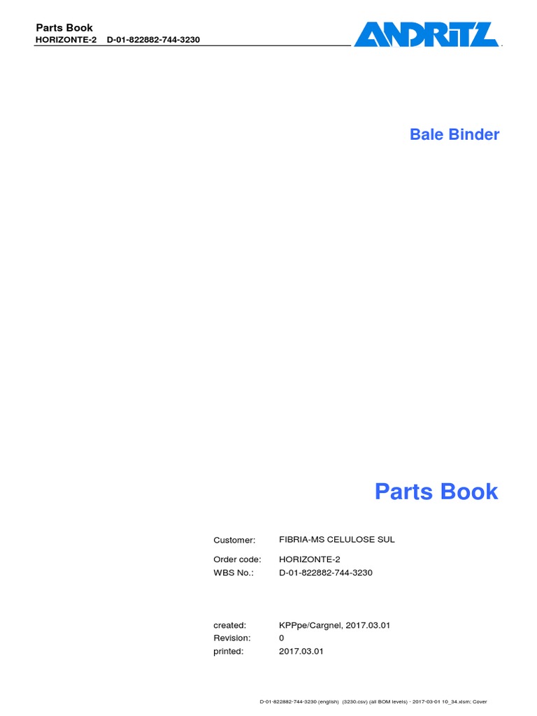 Bale Binder Parts Book Overview | PDF | Screw | Electrical Connector