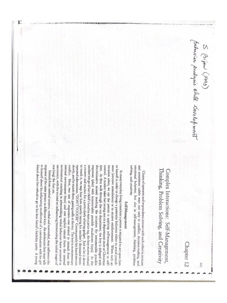 Behavior Analysis Child Development - Bijou (Cap. 12) | PDF