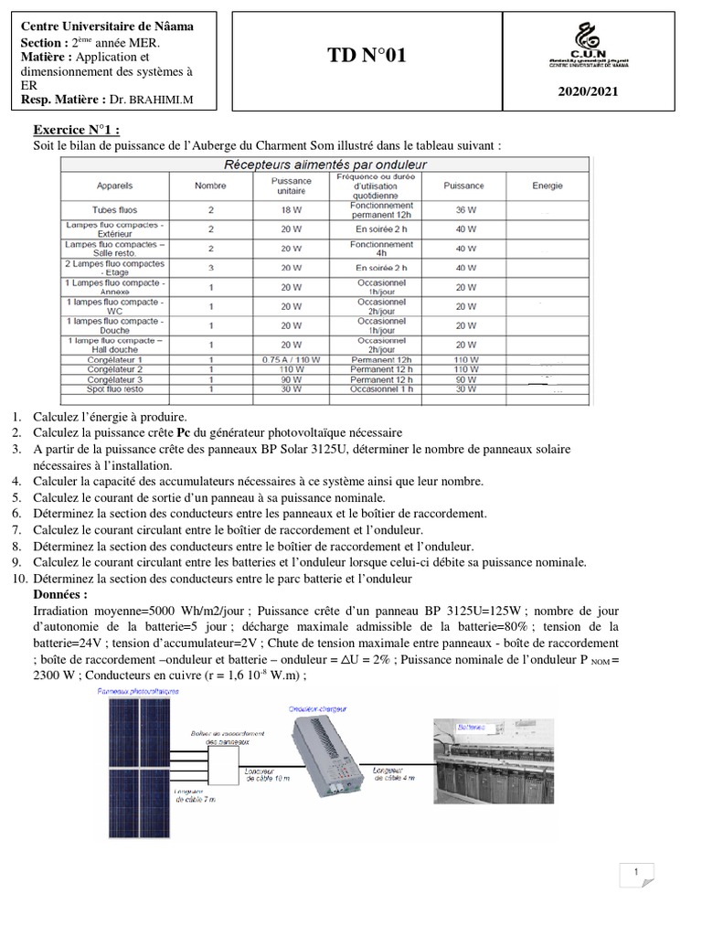 Fiche de TD N°1 | PDF