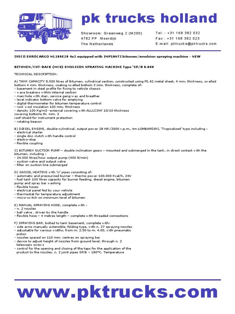 Iv2770 Iveco Bitumen Tank | Download Free PDF | Valve | Pump
