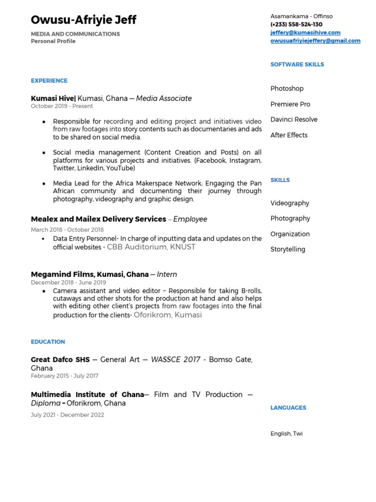 Jeff CV | PDF | Popular Culture & Media Studies | Social Media