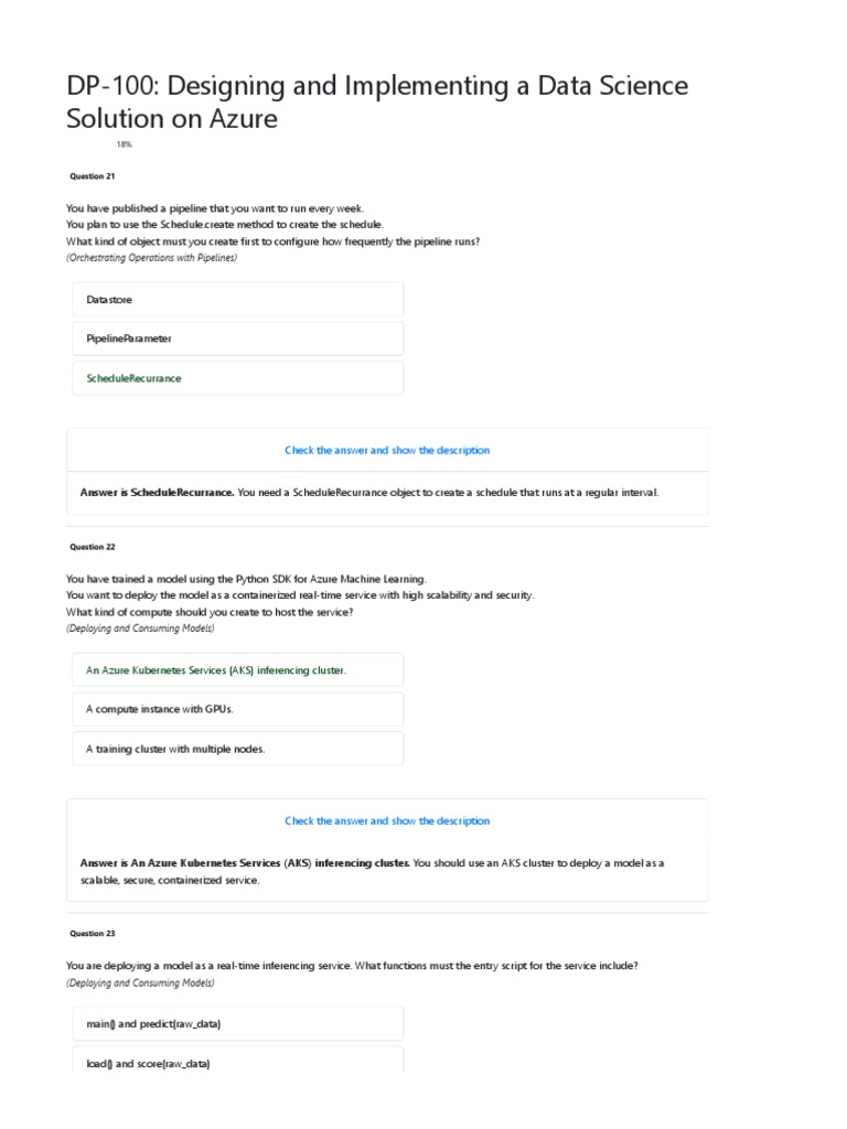 DP-100 Designing and Implementing A Data Science Solution On Azure Exam 3 | PDF | Applied ...