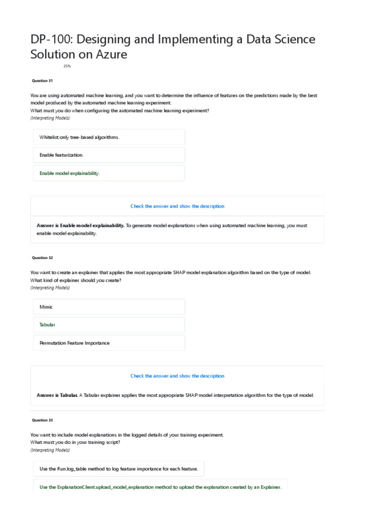 DP-100 Designing and Implementing A Data Science Solution On Azure Exam 4 | PDF | Machine ...