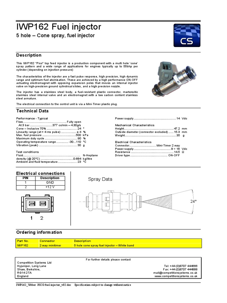 Marelli-IWP162 Weber PICO Injector v02 | PDF | Fuel Injection ...