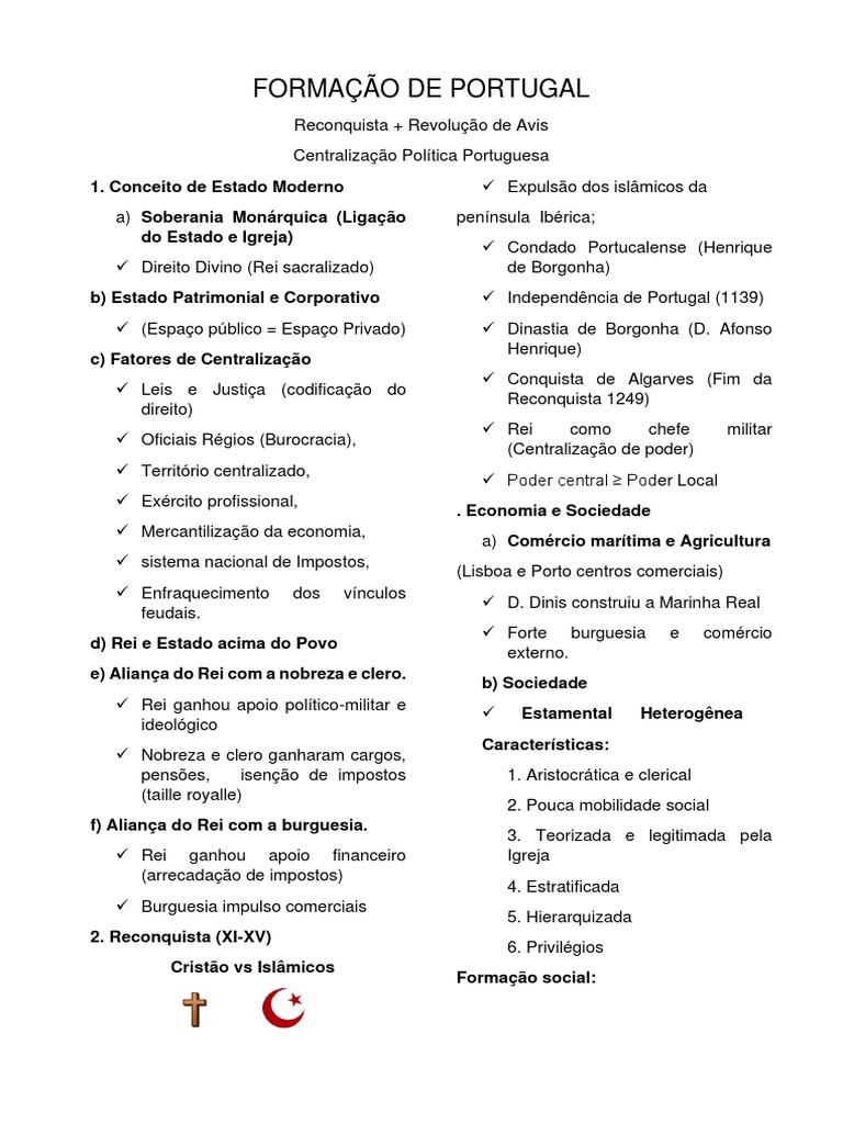 Cap 1 Formação De Portugal Pdf Estado Monarquia