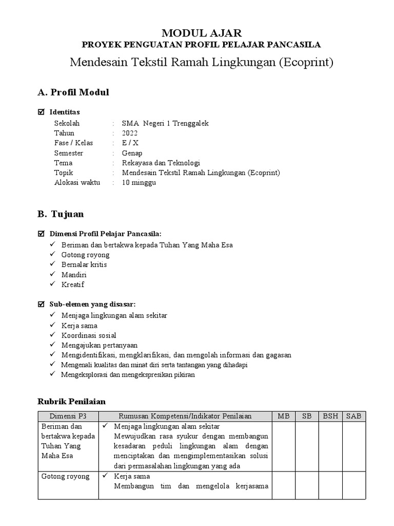Modul Proyek Ecoprint | PDF