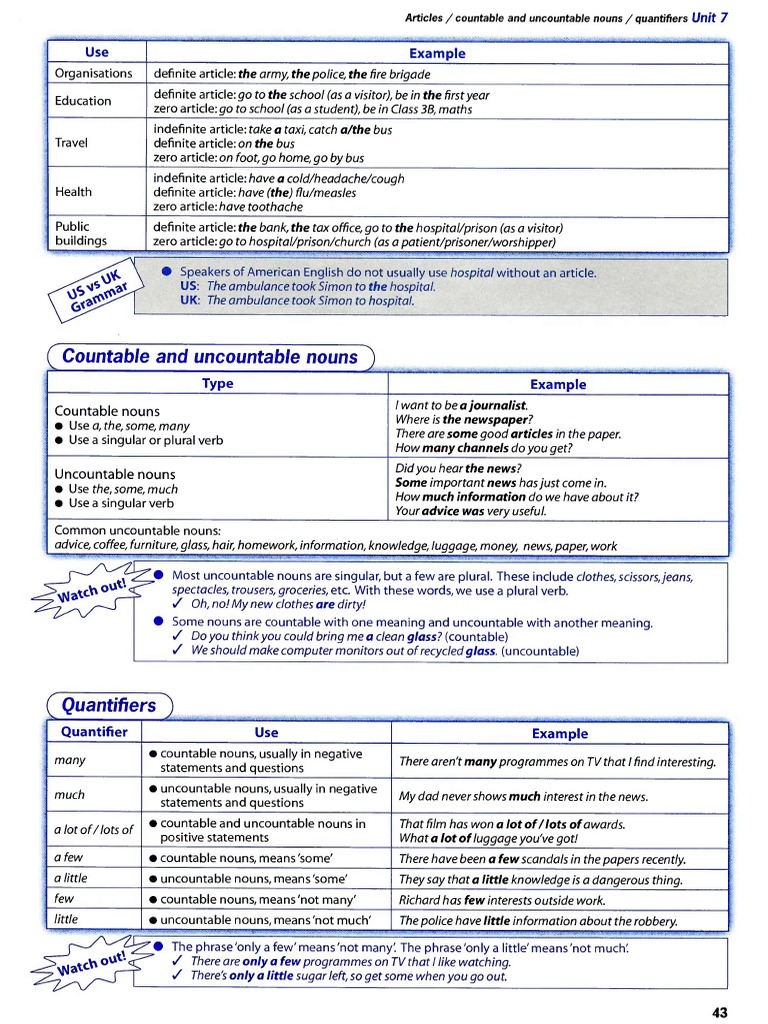 Uncount vs. Count and Quantifiers | PDF