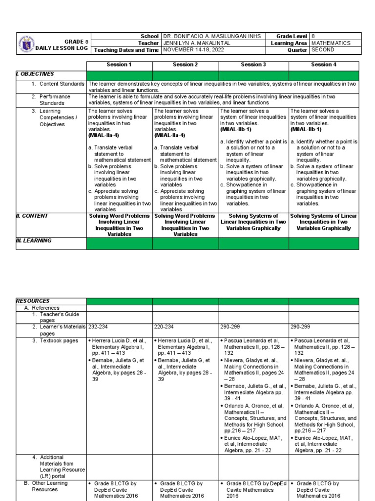 Week 2 - Q2-Math 8 | PDF | Linearity | Linear Programming