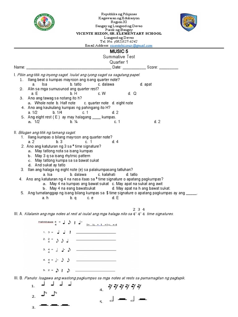 Summative Test in Music5 Modules 1-3 | PDF