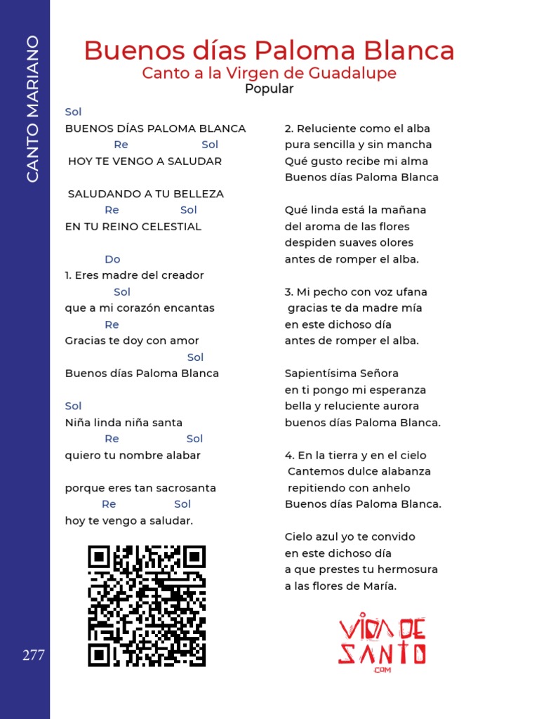 Buenos Dias Paloma Blanca Letra PDF | PDF Buenos Dias Paloma Blanca Letra PDF | PDF