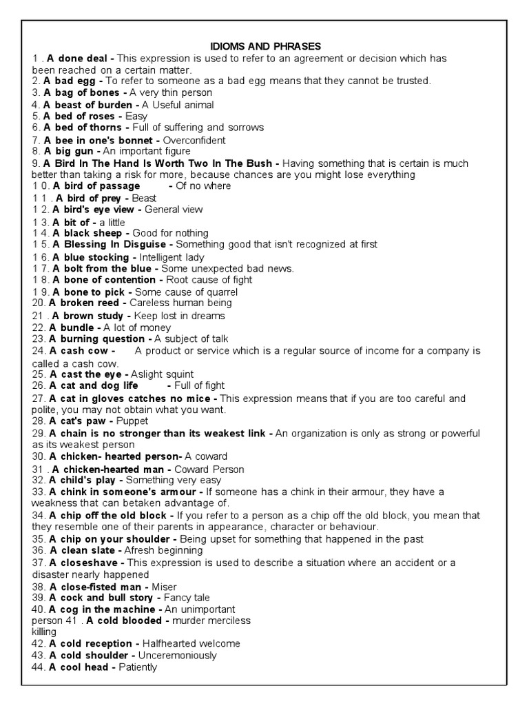 Idiom 1 | PDF | Thought